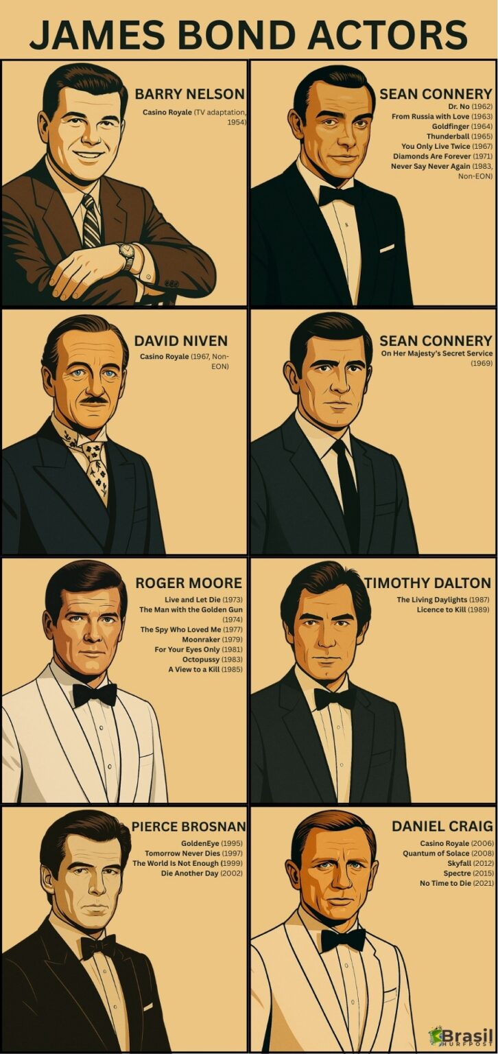 James Bond Actors in Order - From Sean Connery to Daniel Craig ...